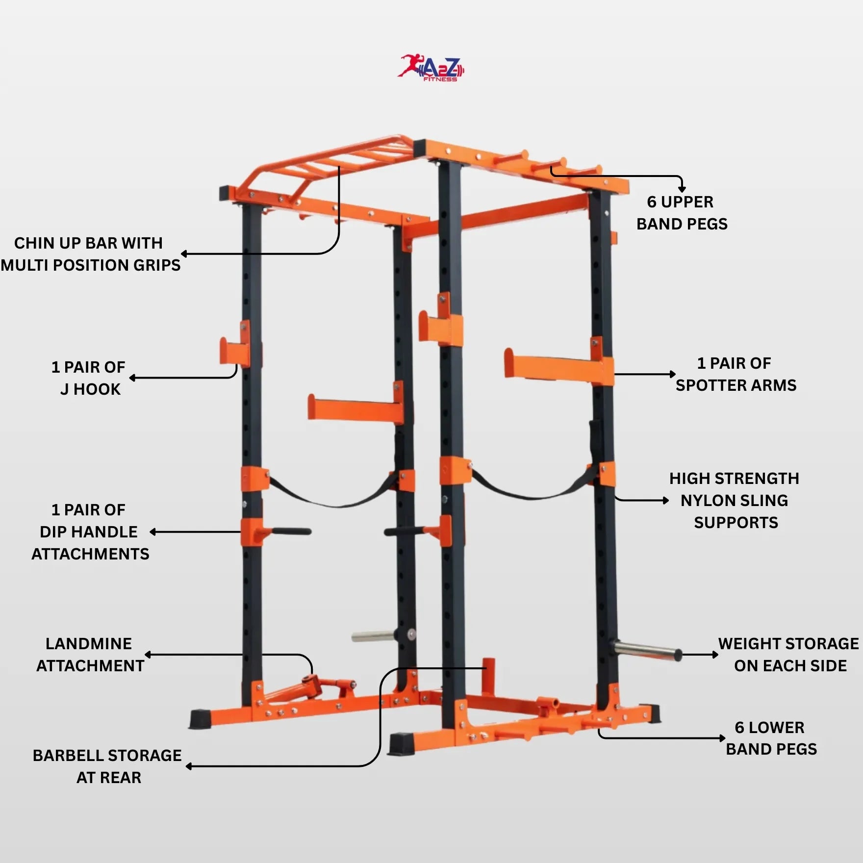 Light Commercial Power Rack CR5 with 60x60 Tubing – A2Z Fitness